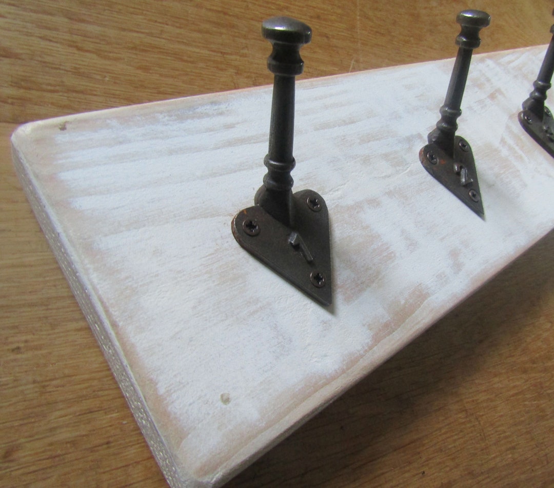 Hand Made Wooden Coat Rustic Hook Rail Rack Peg Hanger Vintage ...