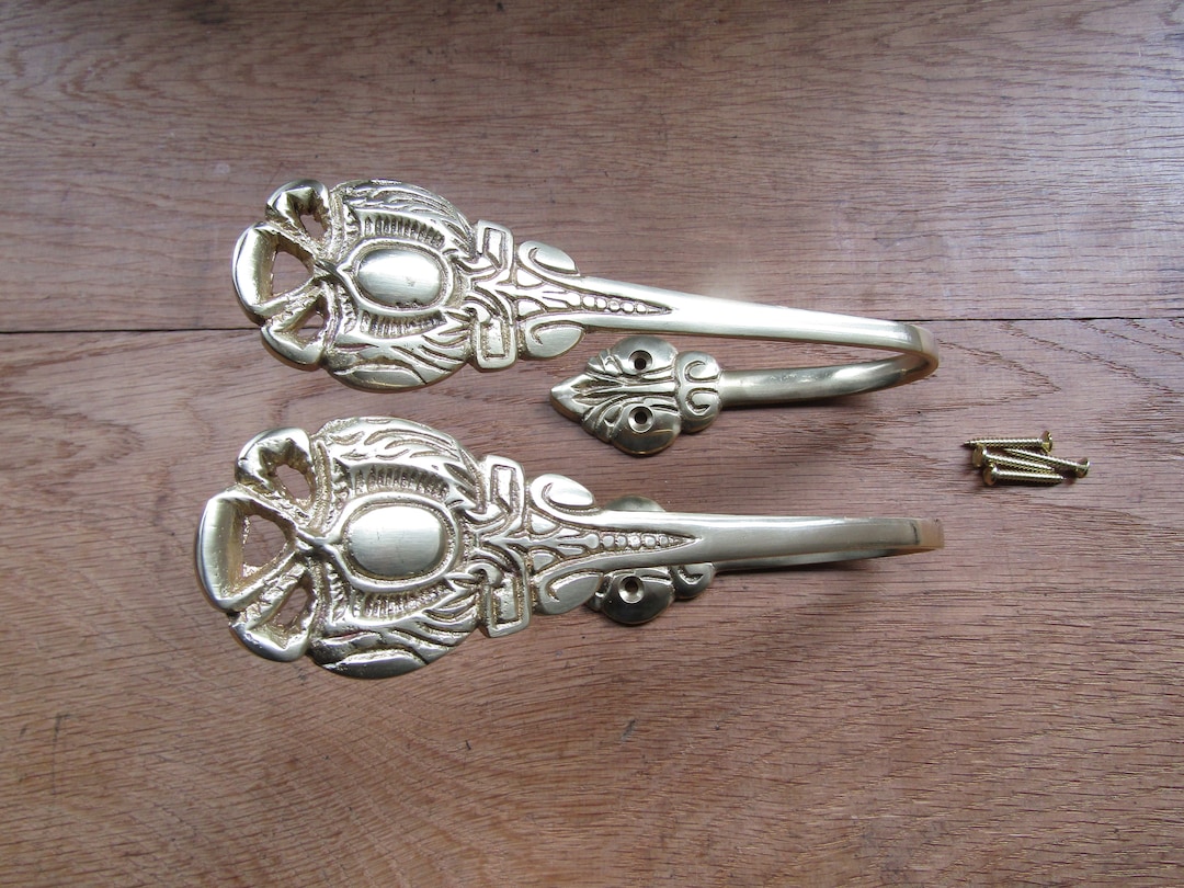 Pair of Curtain Holdbacks LOVERS KNOT Solid Brass Polished Brass Finish ...