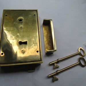 Large HEAVY SOLID BRASS Georgian Manor Box Lock Rim Door Lock Latch ...