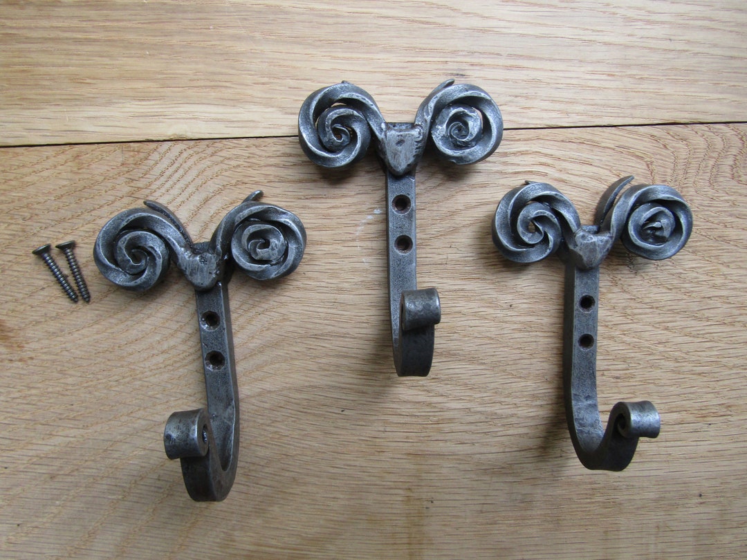 SHEEP HEAD Hand Forged Blacksmith Old English Coat Hooks Rustic Vintage ...