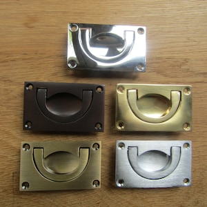 3" SOLID BRASS Chest Handle Vintage Old English Furniture Recessed ...