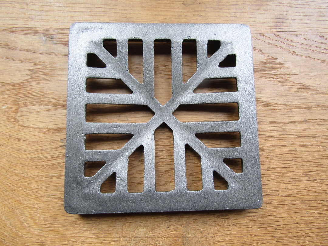 Rustic Iron Drain Cover Square Victorian Old Retro Style Slanted Cast ...