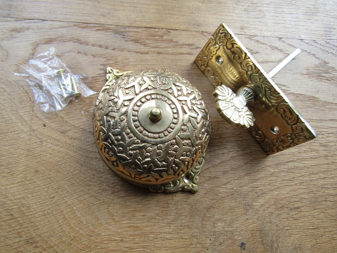 Rustic Brass Door Bell SINGLE STROKE MECHANICAL Solid Brass Door Bell ...