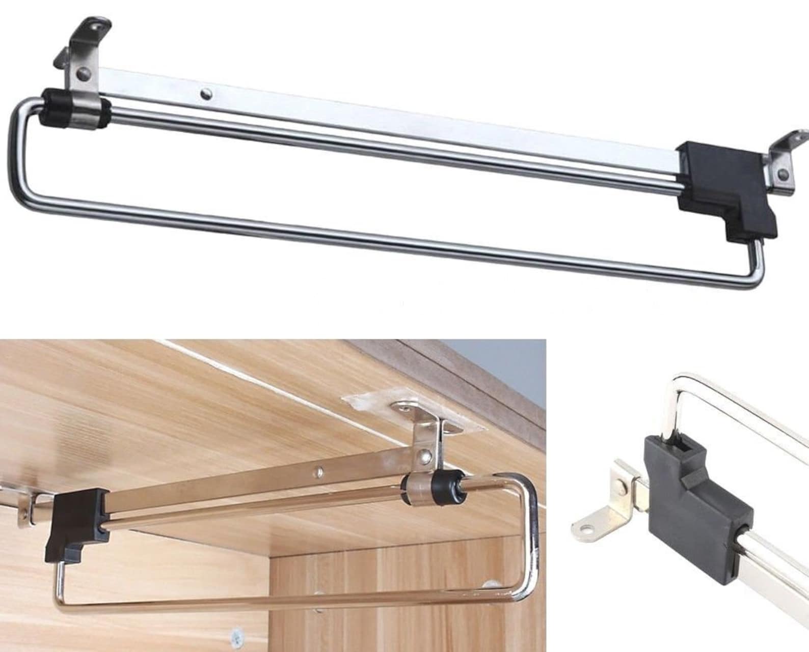 Pull Slide Out Retractable Wardrobe Clothes Hanging Rail Rack - Etsy UK