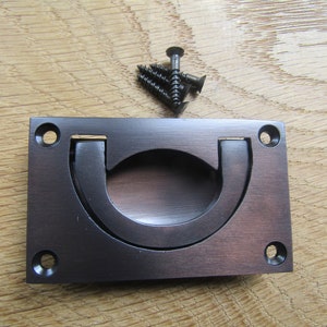 3" SOLID BRASS Chest Handle Vintage Old English Furniture Recessed ...