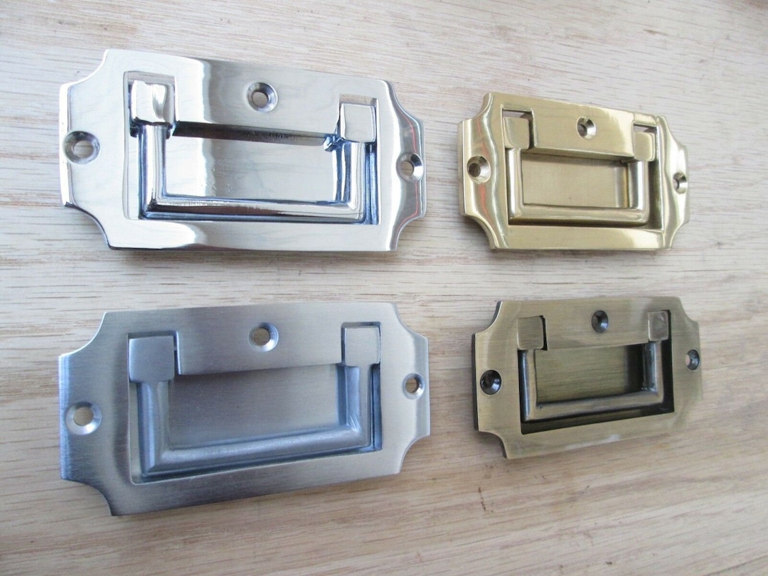 SOLID BRASS MILITARY Chest Handle Vintage Old English Furniture ...