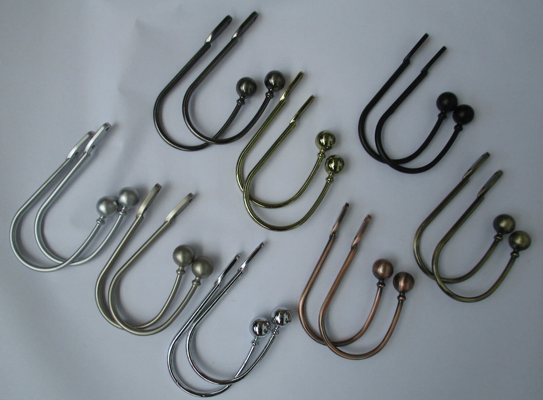 PAIR of Curtain Tie Back Hooks Valance Drape Classic Traditional Style ...