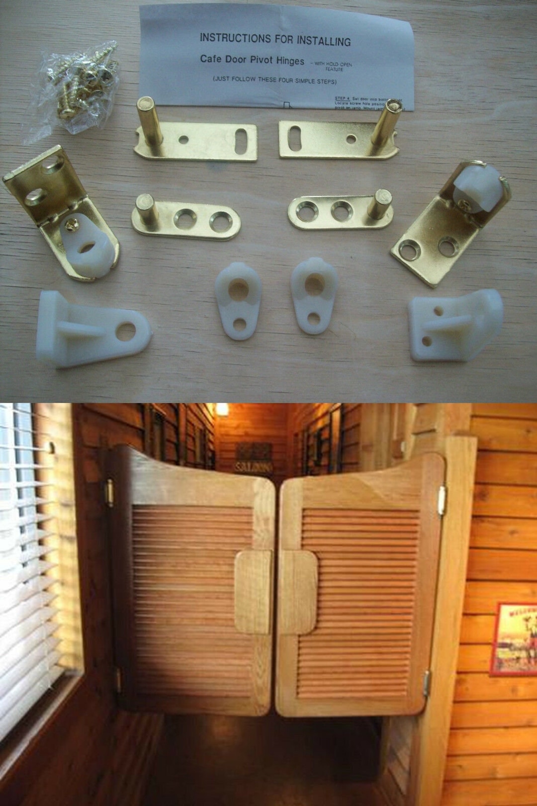 CAFE SWING DOOR Hinge Brass Swing Saloon Saloon Louvre Door Hinges Café ...