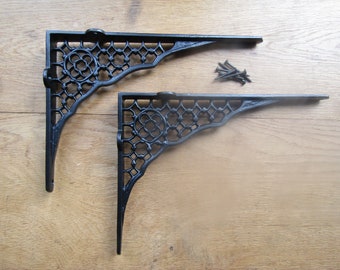 Rustic Iron Shelf Brackets Shelving Vintage Old Style Fancy Decorative ...