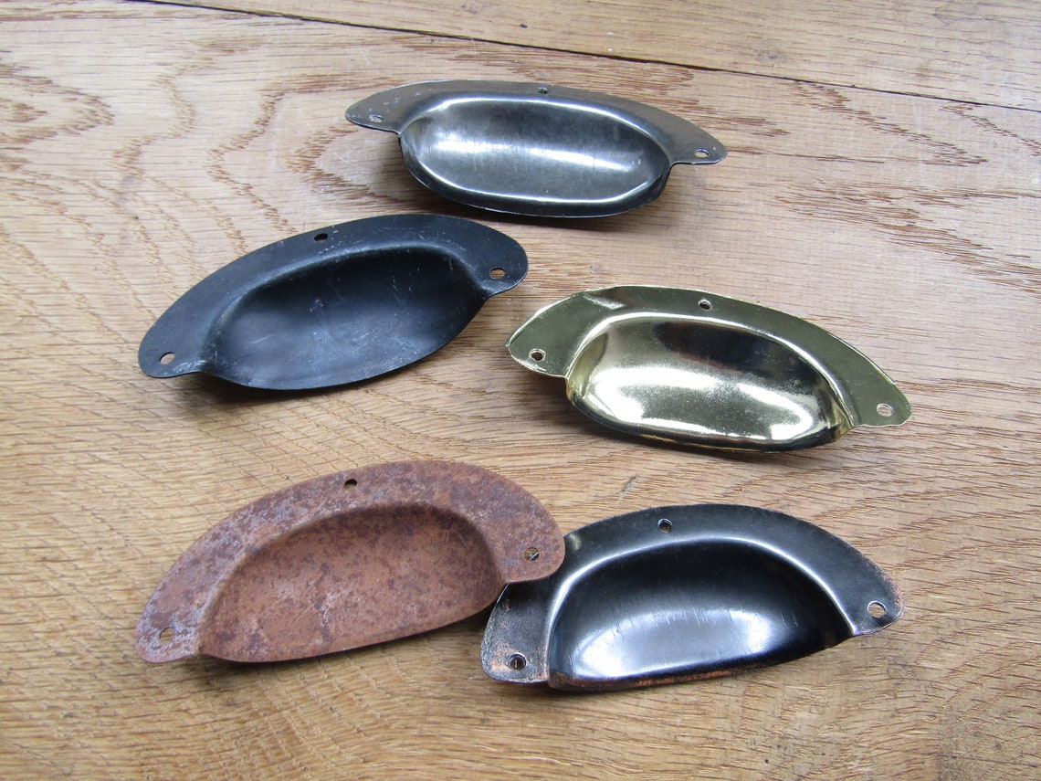 Rustic Steel Cup Shell Handle Vintage Rustic Cupboard Cabinet Drawer ...