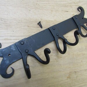 Rustic Iron Kitchen Hooks Old English Hand Forged Blacksmith Country ...