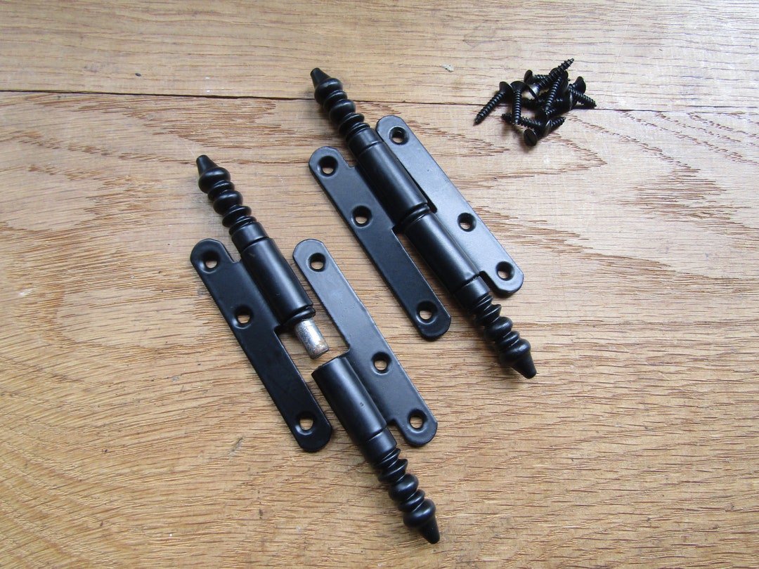 Pair of Rustic Hinges EDWARDIAN FINIAL Cast Iron Lift off Hinge Kitchen ...
