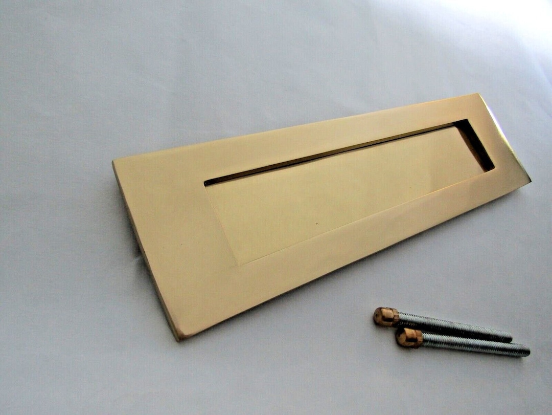 SOLID BRASS 10" X 4" PLAIN Sprung Victorian Door Letter Plate Letter ...