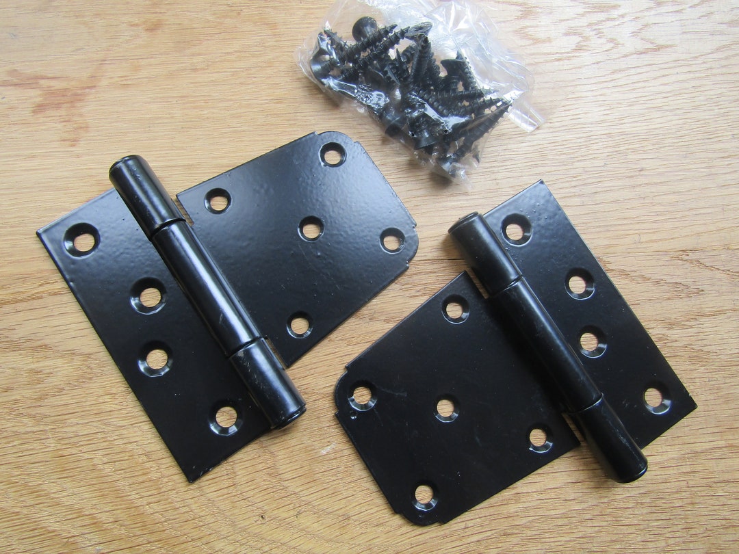 Pair of BLACK Heavy Duty Offset Hinges for High Gates Sheds Garden ...