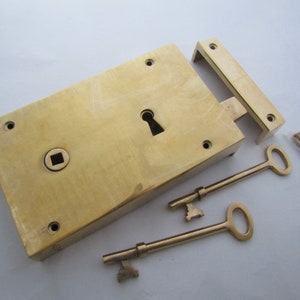 Large HEAVY SOLID BRASS Georgian Manor Box Lock Rim Door Lock Latch ...