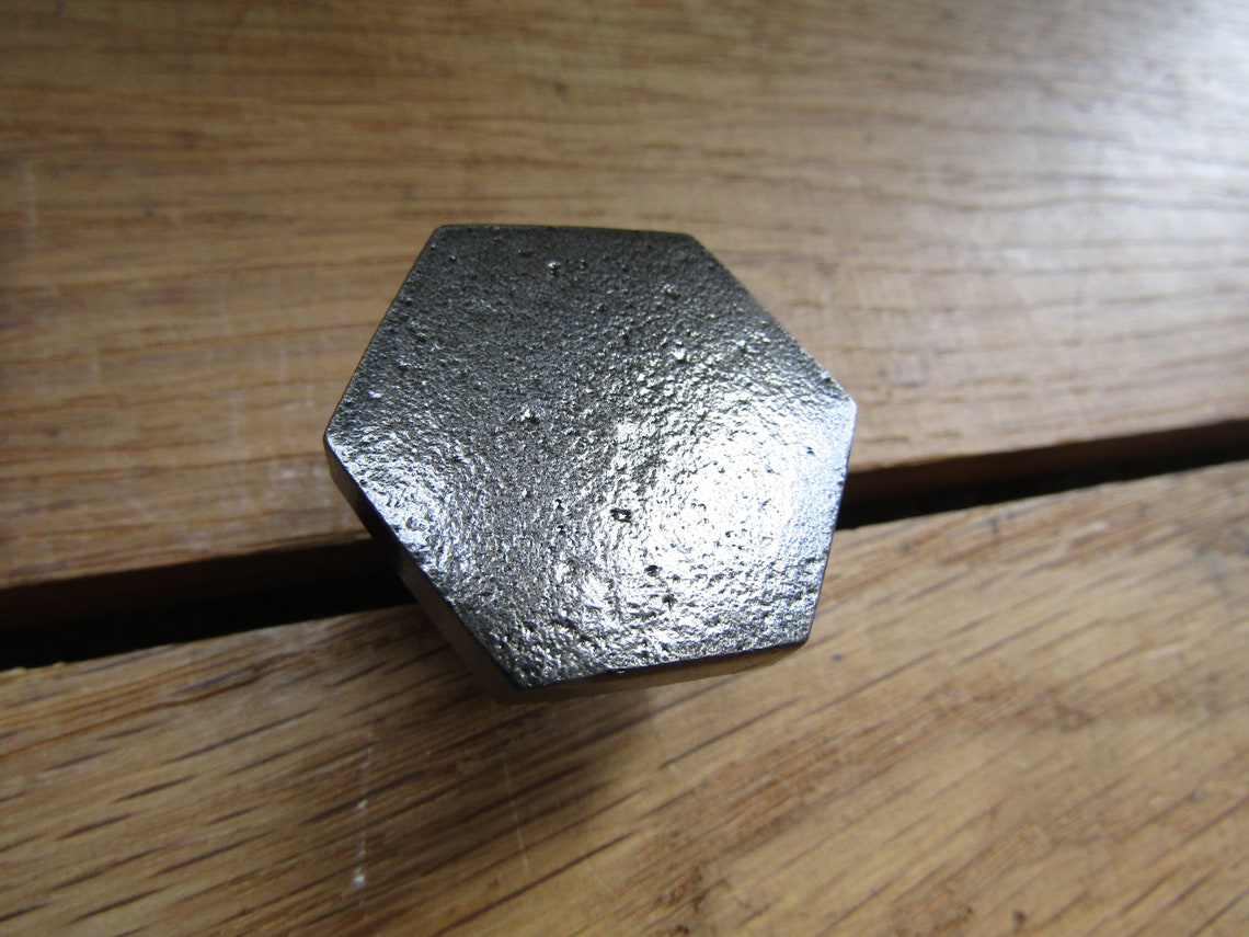 Rustic Iron Cabinet Knob HEXAGON Vintage Rustic Cupboard Cabinet Knob ...
