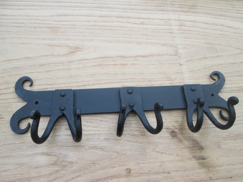 Rustic Iron Kitchen Hooks Old English Hand Forged Blacksmith Country ...