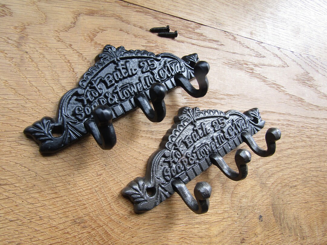 Rustic Iron Hook Rail Decorative Vintage Victorian Ornate Bathroom ...