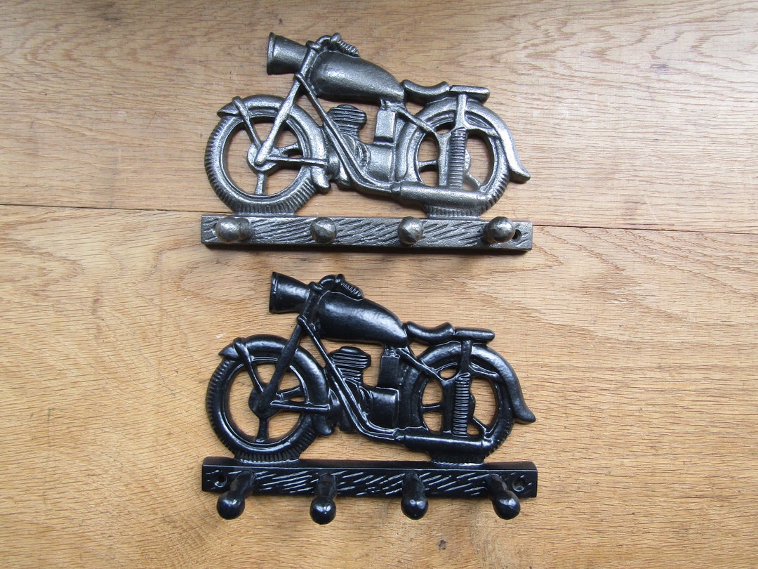 Rustic Key Hook Rail MOTOR BIKE Motorcycle Key Tidy Dog Leash Lead ...