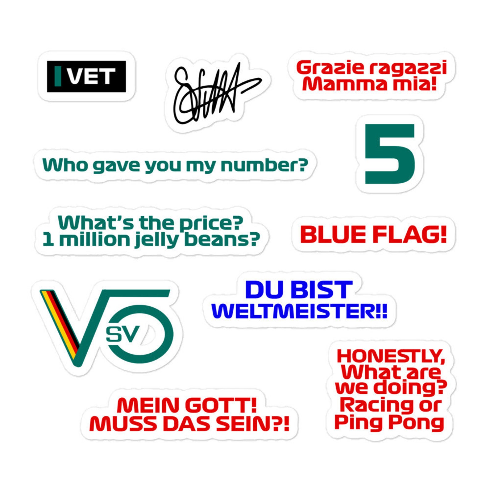 Sebastian Vettel Sticker Pack - Etsy