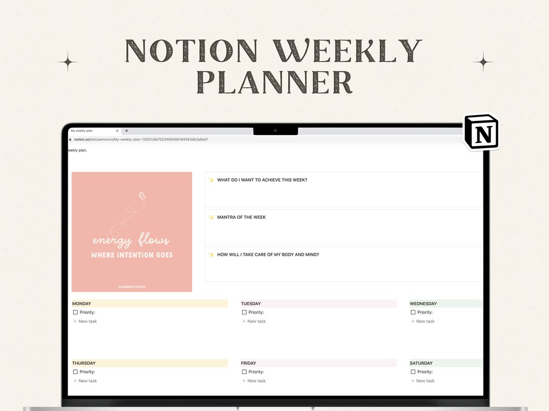 Notion Weekly Planner Notion Template Weekly Notion Aesthetic Habit ...