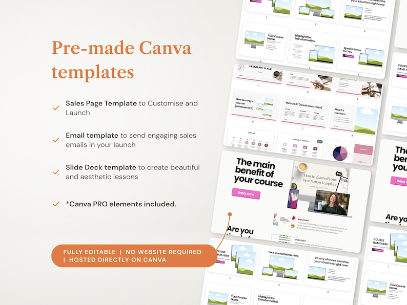 Notion Template Course Creator Bundle, Notion Template and Canva Template, Canva Sales Page ...