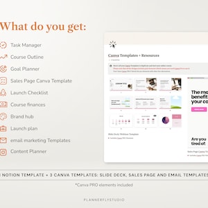 Notion Template Course Creator Bundle, Notion Template and Canva Template, Canva Sales Page ...