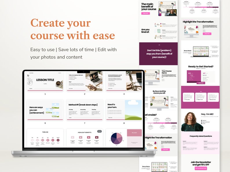 Notion Template Course Creator Bundle, Notion Template and Canva Template, Canva Sales Page ...