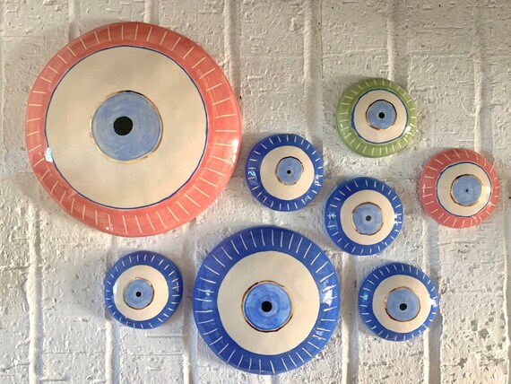 Ceramic Evil Eye Wall Hanging Greek Evil Eye Decor House | Etsy