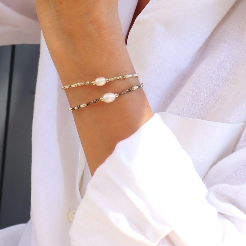 Bracelet fin perle d'eau douce et perles miyuki sur - Etsy France