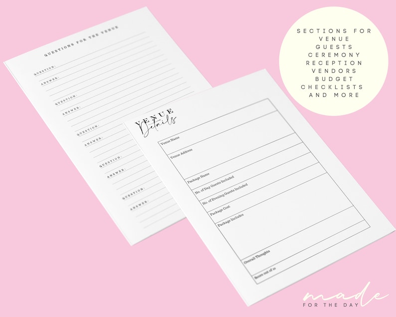 Editable Wedding Planner PDF – DIY Bridal Binder With Budget ...