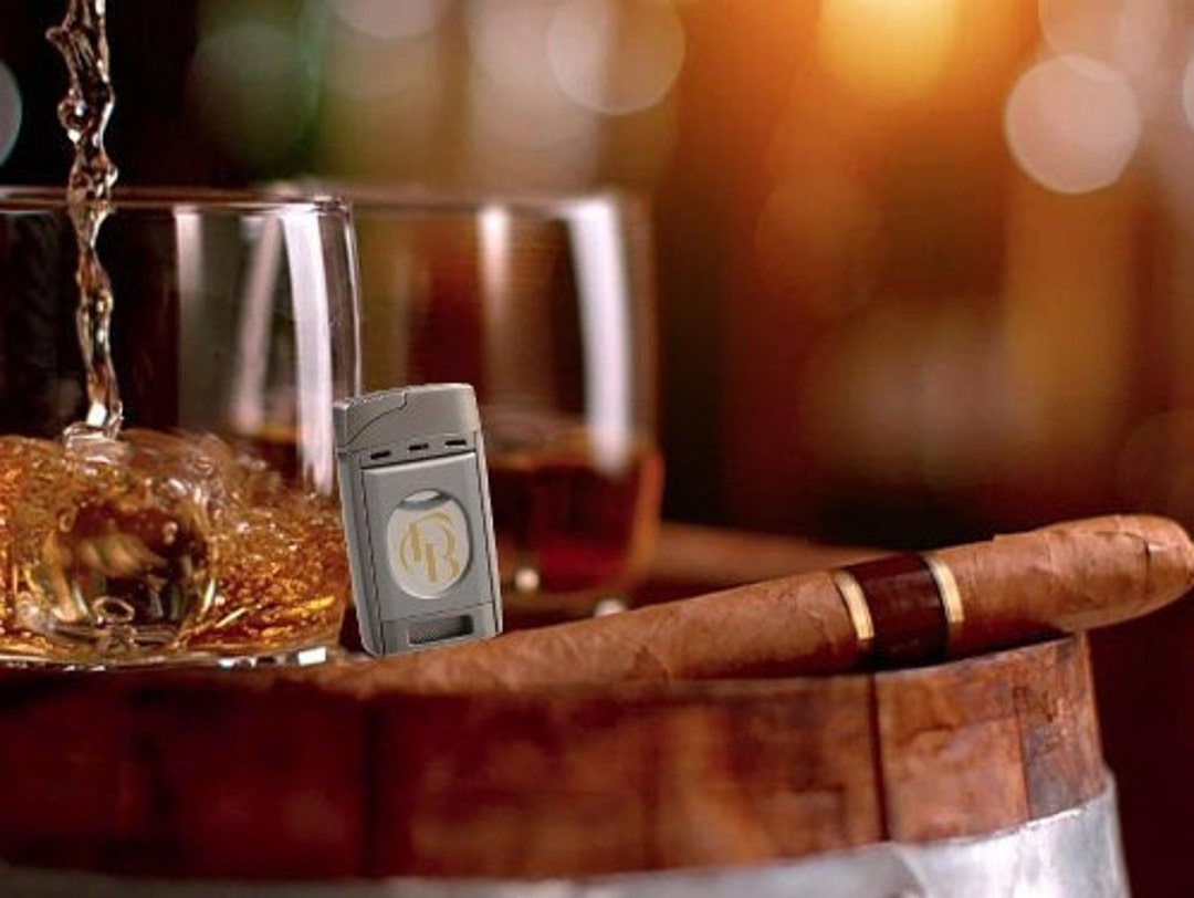 Custom Luxury Cigar Lighter, Engraved Double Jet Torch Lighter, Butane ...