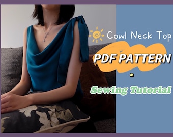 Cowl Neck Dress Pattern Low Back PDF Sewing Pattern Woman - Etsy