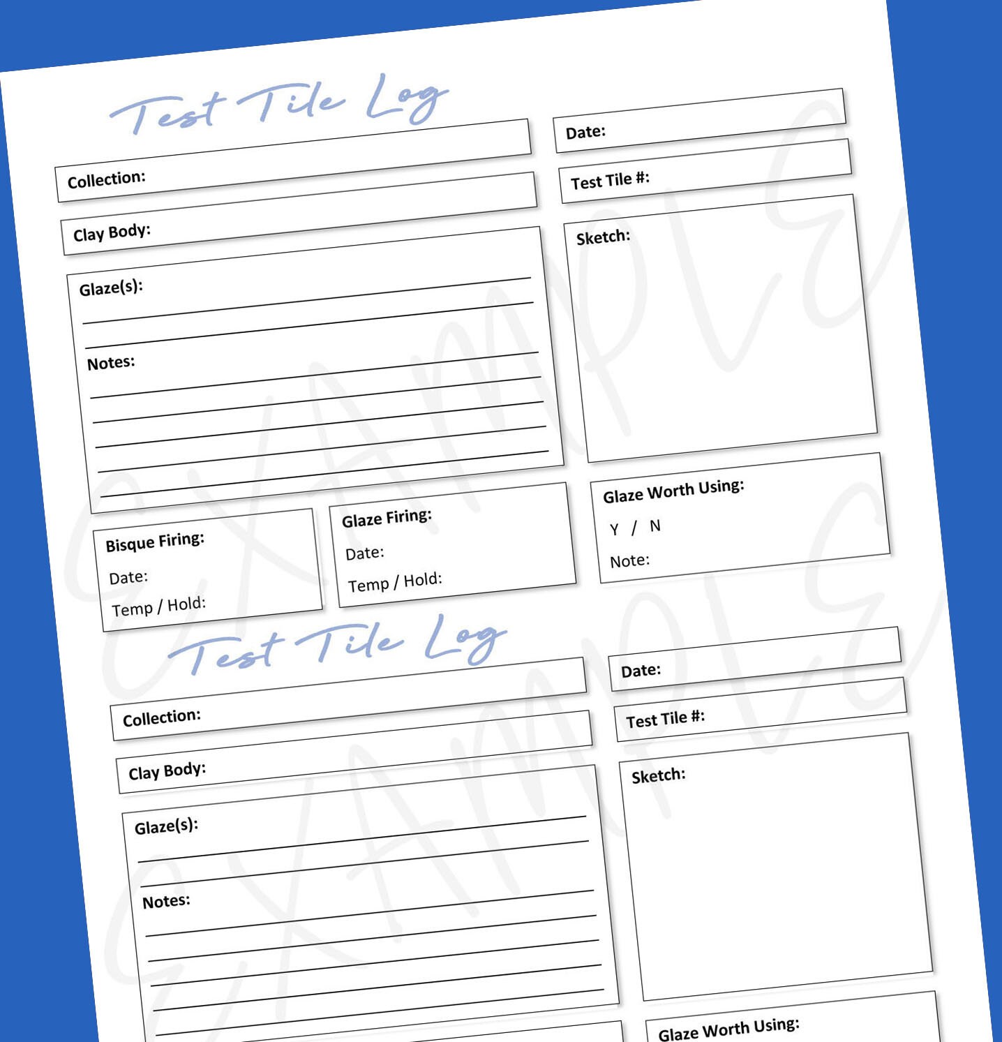 Digital Art & Collectibles clay studio pottery Glaze Test Tile Log ...