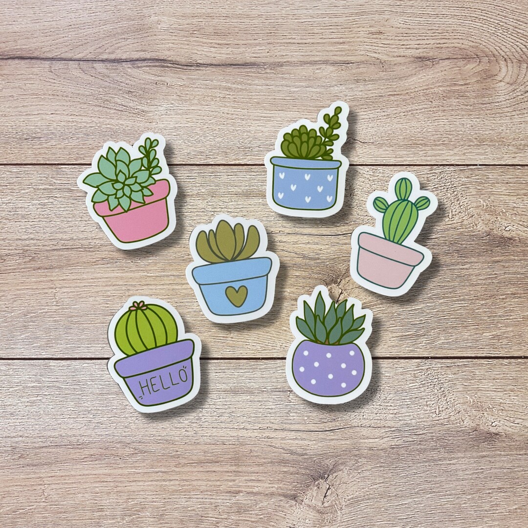 Cactus Vinyl Stickers | Set of 6 Vinyl Stickers | Glossy Finish | Small ...
