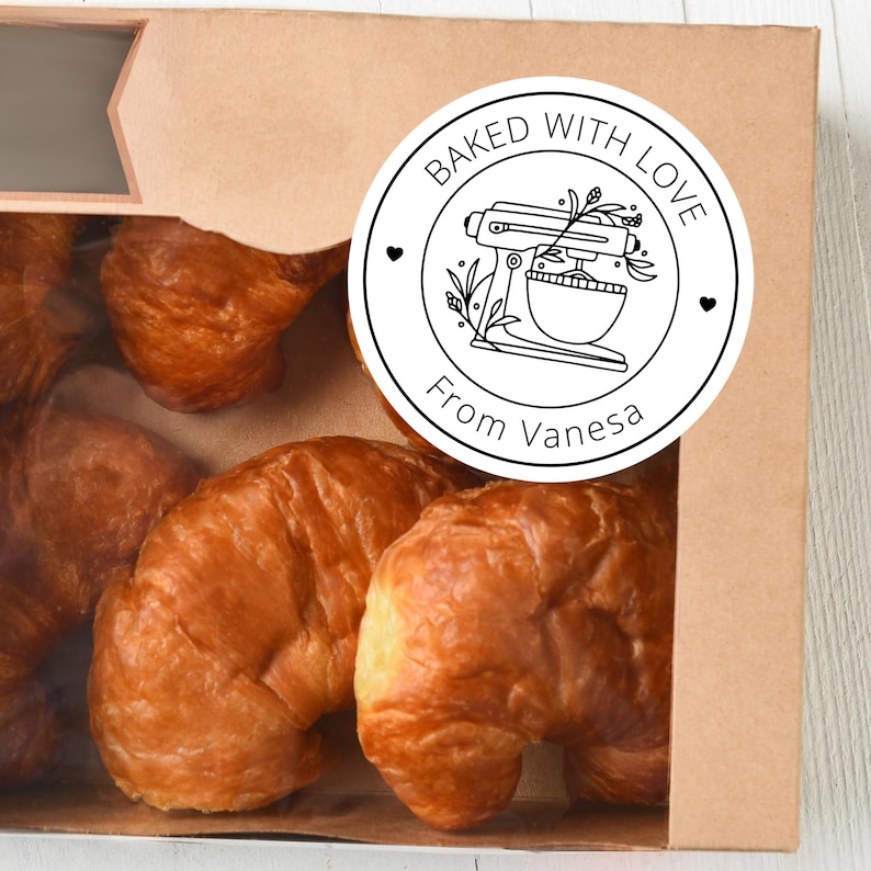 Personalized Baked With Love Stickers, Customized Baked Goods Label ...