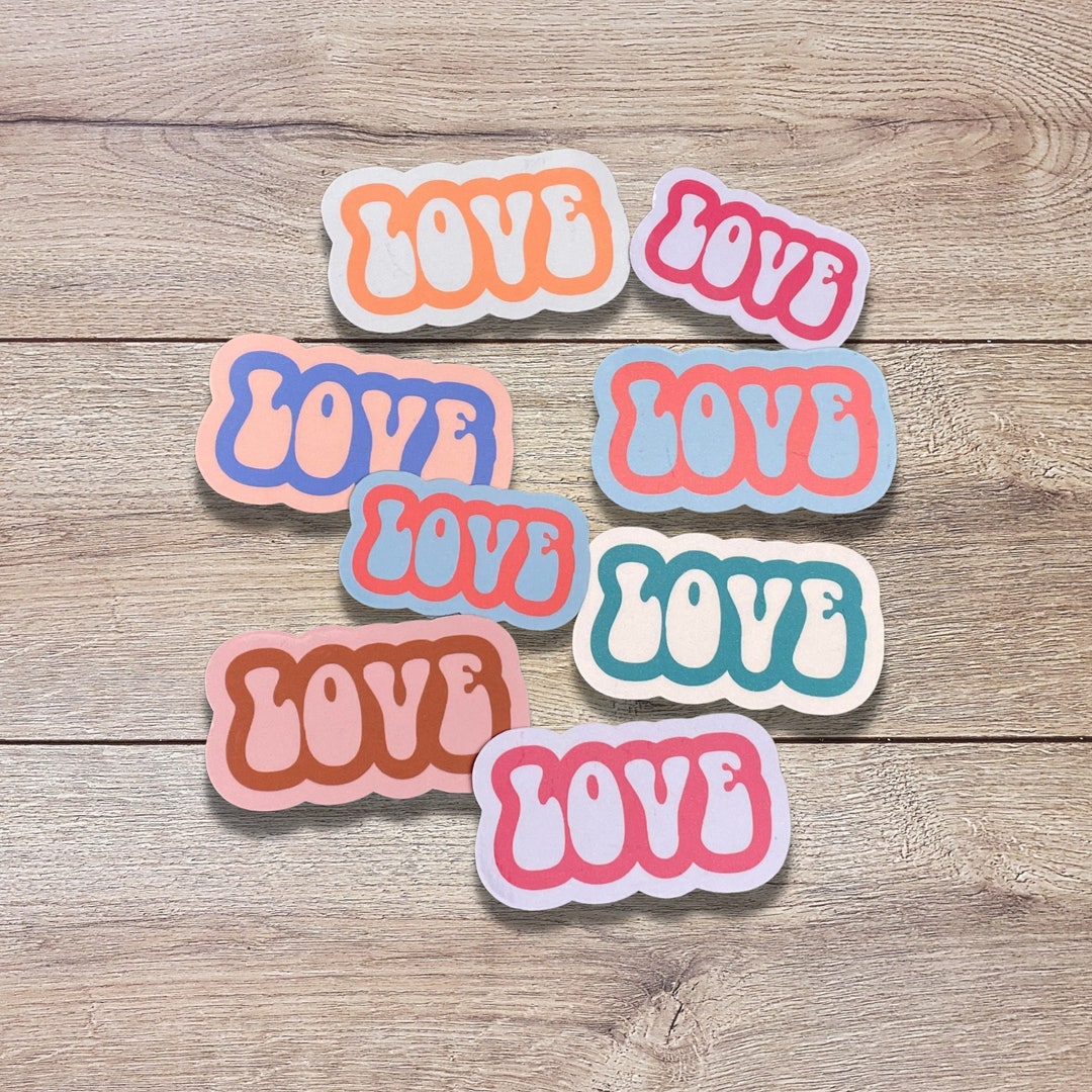 Retro Love Vinyl Sticker | Pick Your Color | Set of 2 or More | Glossy ...