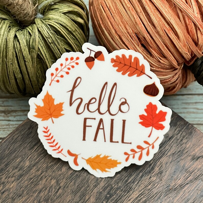 Hello Fall Vinyl Sticker | Glossy Finish | Fall Sticker | Autumn ...