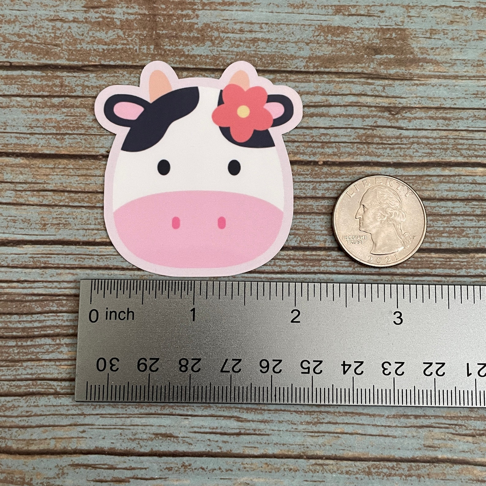Cow Vinyl Sticker Glossy Finish Waterproof Floral Cow - Etsy