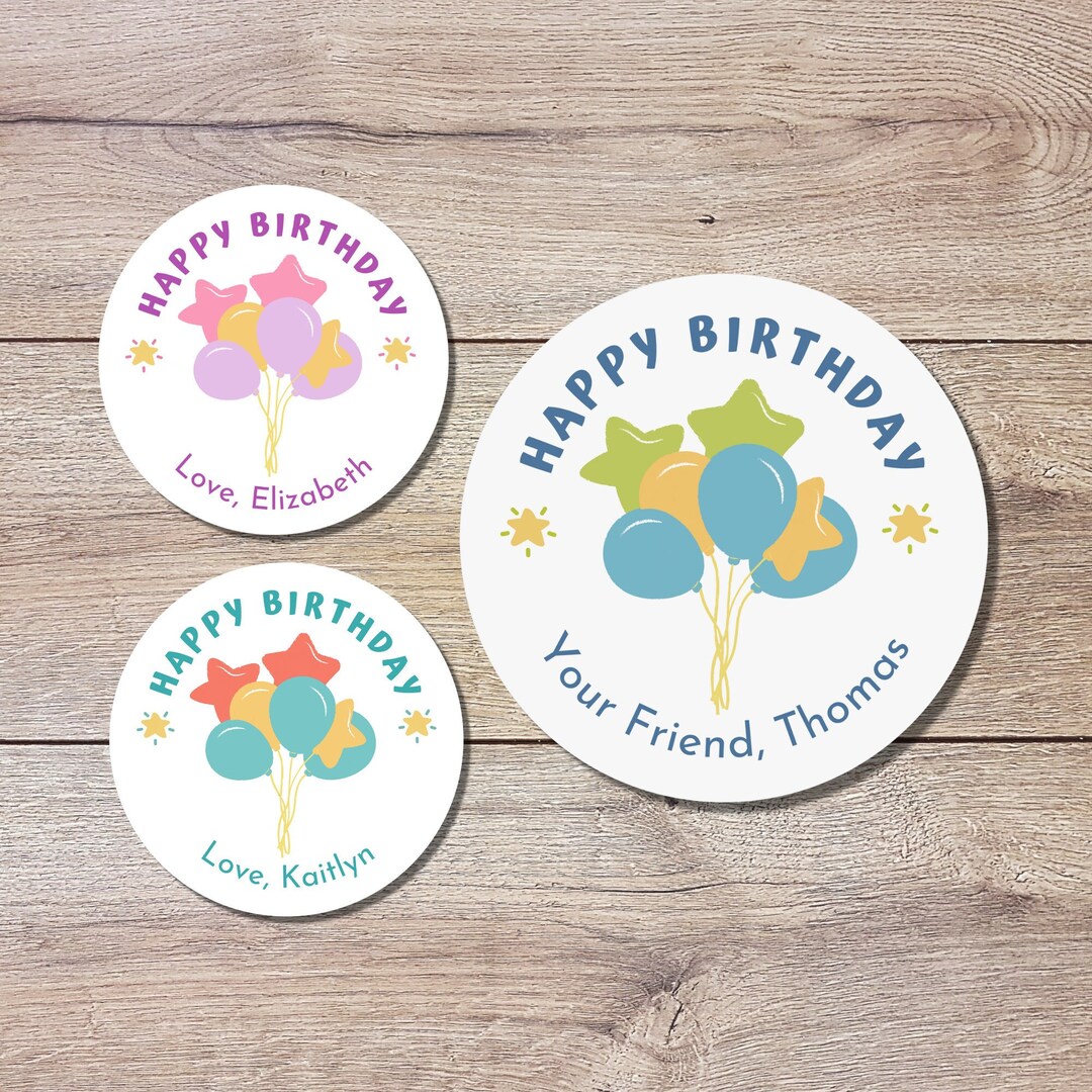 Personalized Happy Birthday Stickers Goody Bag Stickers - Etsy