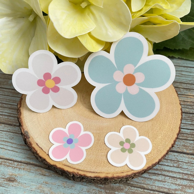 Pastel Flowers Vinyl Sticker Set of 6 Flower Pack 1 - Etsy
