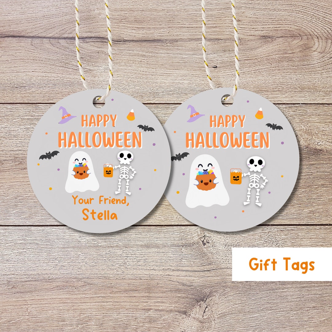 Personalized Halloween Gift Tags, Matte Finish, Halloween Goody Bag ...