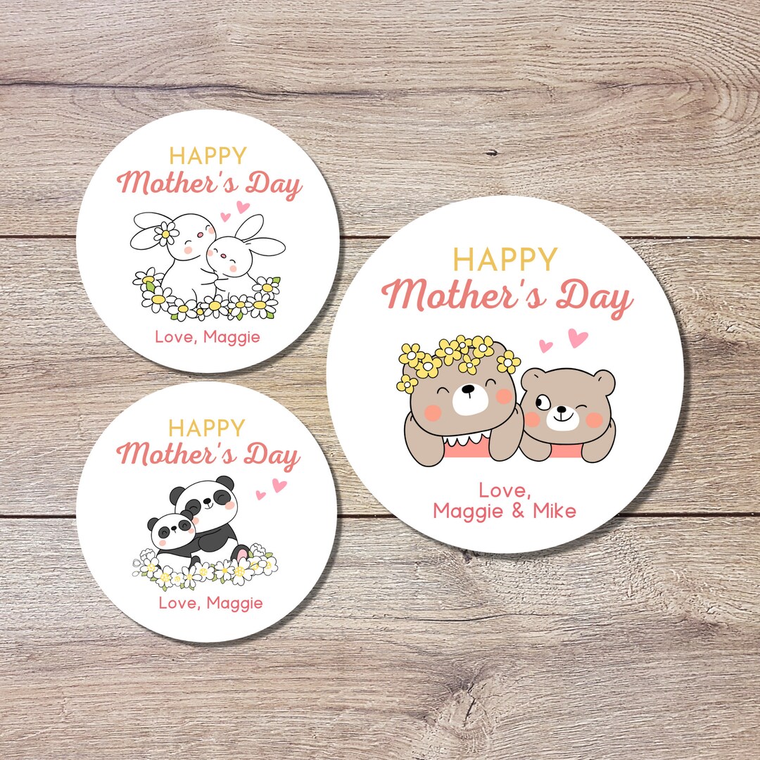 Mother's Day Stickers, Personalized Mother's Day Labels, Custom Happy ...