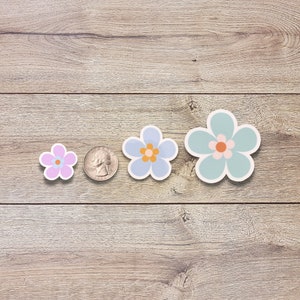 Pastel Flowers Vinyl Sticker Set of 6, Flower Pack, 1" 1.5"or 2 ...