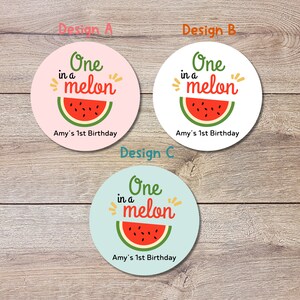 Personalized One in A Melon Birthday Stickers, Custom Party Favor Goody ...