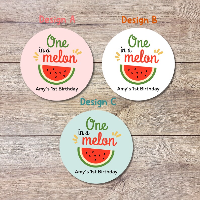 Personalized One in A Melon Birthday Stickers, Custom Party Favor Goody ...