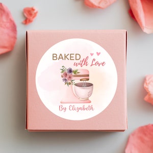 Personalized Baked With Love Stickers, Customized Baked Goods Label ...