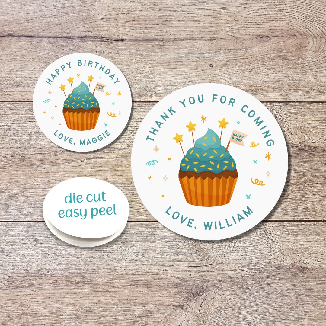 Personalized Happy Birthday Stickers, Goody Bag Stickers, Custom ...