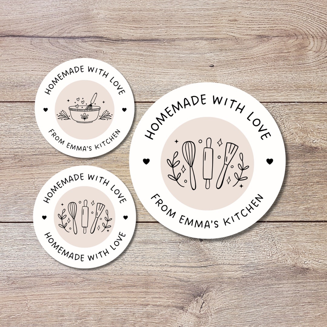 Personalized Homemade With Love Stickers, Customized Baked Goods Labels ...