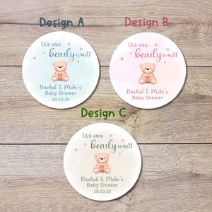 Personalized Baby Shower Stickers, Custom We Can Bearly Wait Party ...